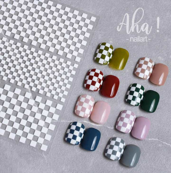 Checkered stickers - white